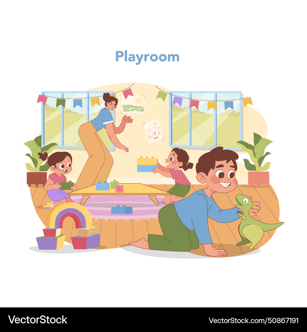 Kindergarten playroom flat Royalty Free Vector Image