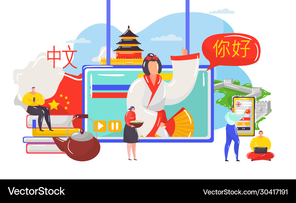 Learning chinese language Royalty Free Vector Image
