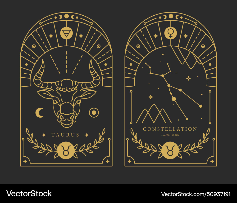 Magic witchcraft cards with taurus zodiac sign Vector Image