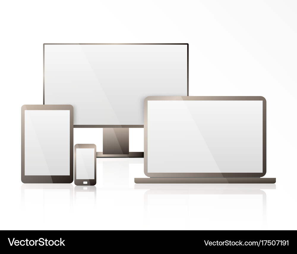 Realistic computer laptop tablet and mobile Vector Image