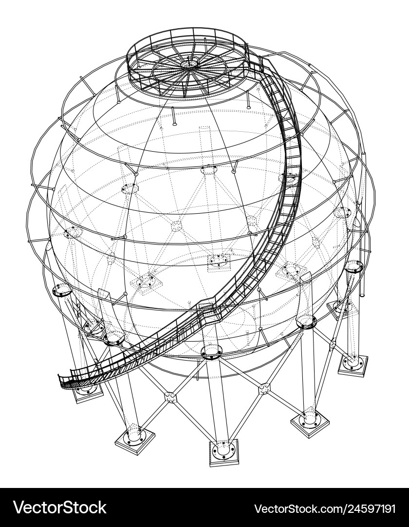 Spherical gas tank outline Royalty Free Vector Image