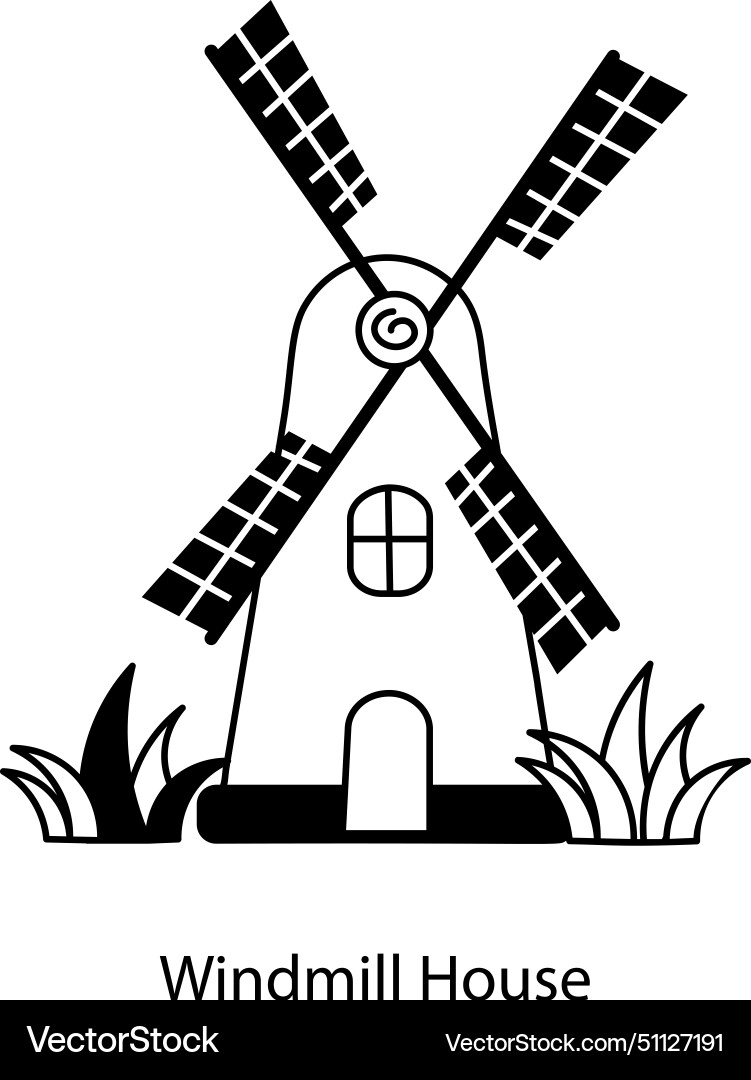 Windmill house Royalty Free Vector Image - VectorStock
