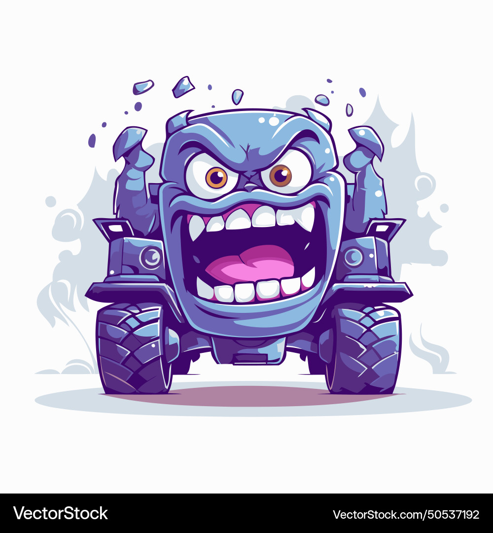 Cartoon monster with big teeth isolated on white Vector Image