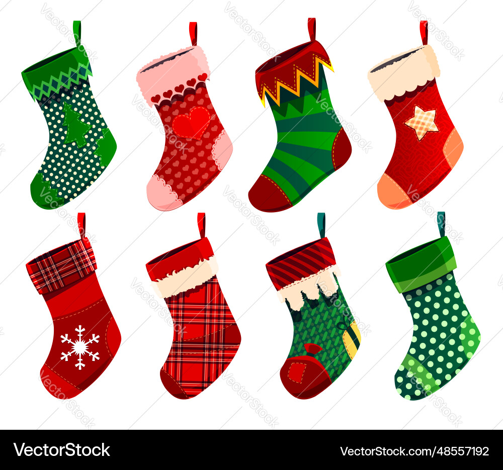 Christmas Stocking Set - Festive Holiday Socks – Royalty-Free Vector ...