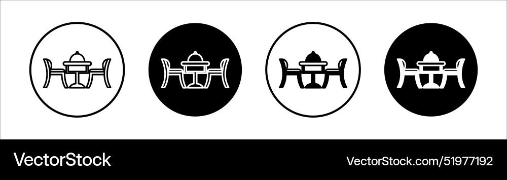 Dinner Table Flat Line Icon Set Thin Royalty Free Vector