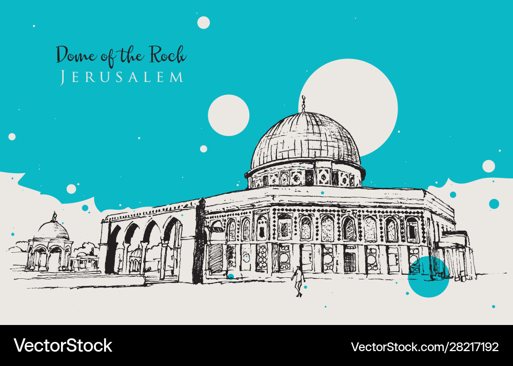 Drawing sketch dome rock Royalty Free Vector Image