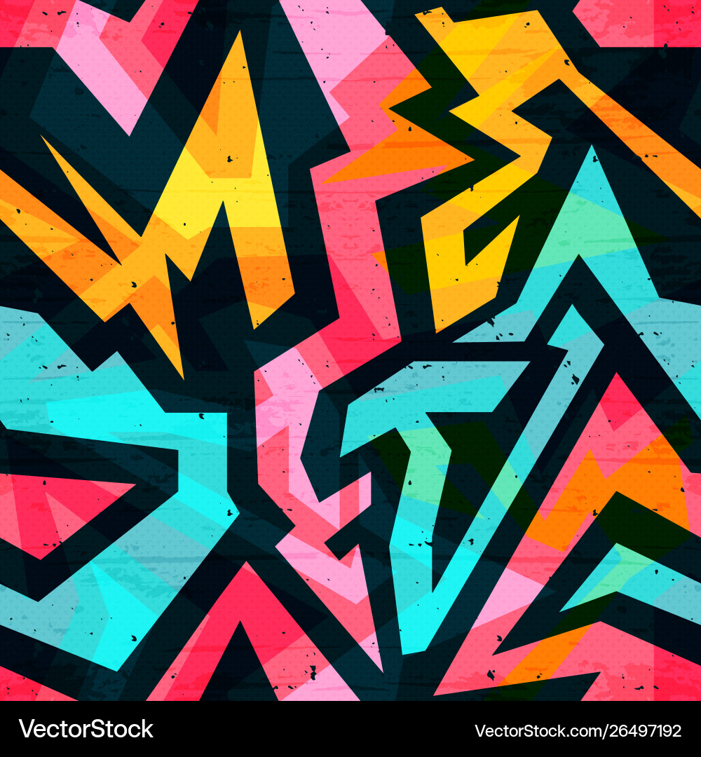 Graffiti bright psychedelic seamless pattern Vector Image Graffiti bright psychedelic seamless pattern Vector Image