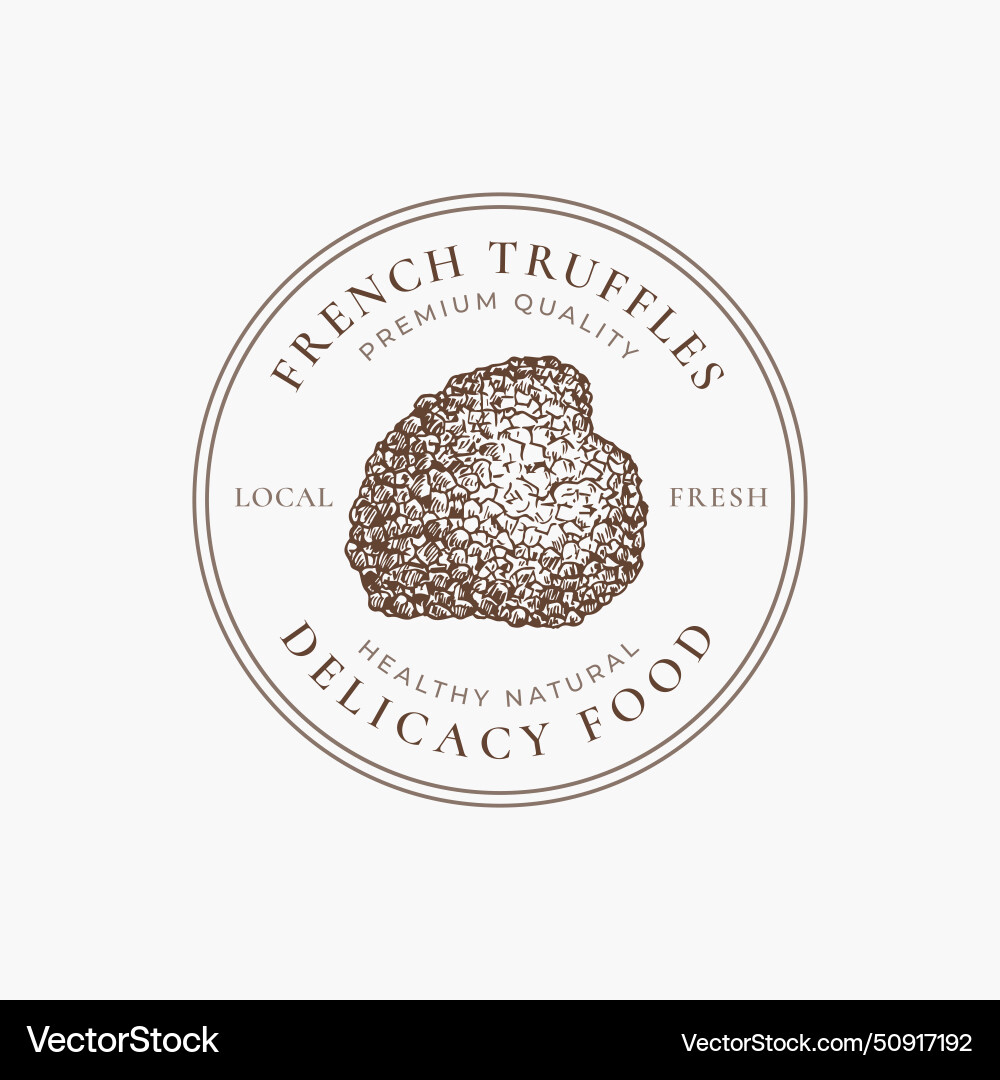Truffle mushroom frame badge logo template hand Vector Image