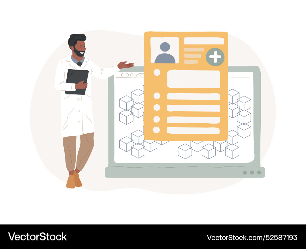 Blockchain medical record system isolated cartoon Vector Image