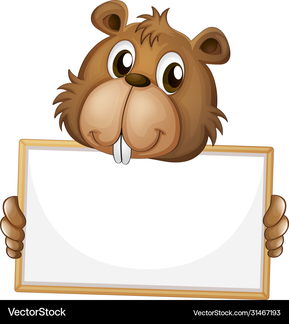 Cute Beaver Sign Template Royalty Free Vector Image