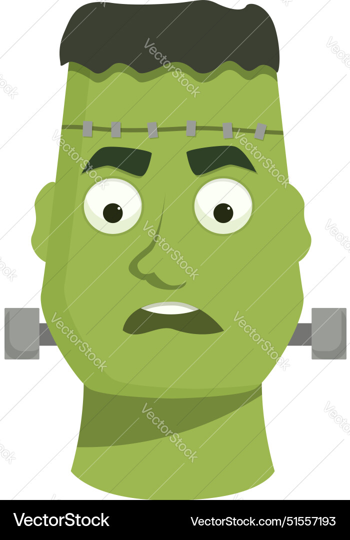 Green frankenstein monster looking surprised Vector Image