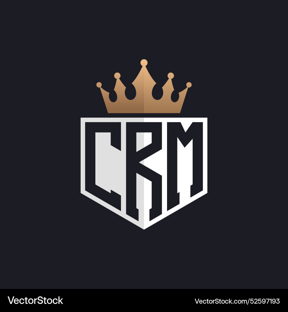 Luxury crm logo with crown elegant initials Vector Image