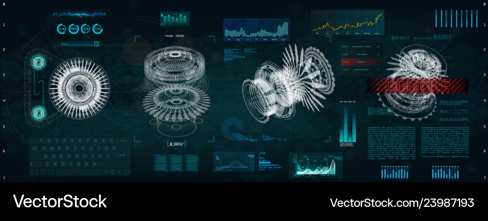 Mechanical scheme hud style Royalty Free Vector Image