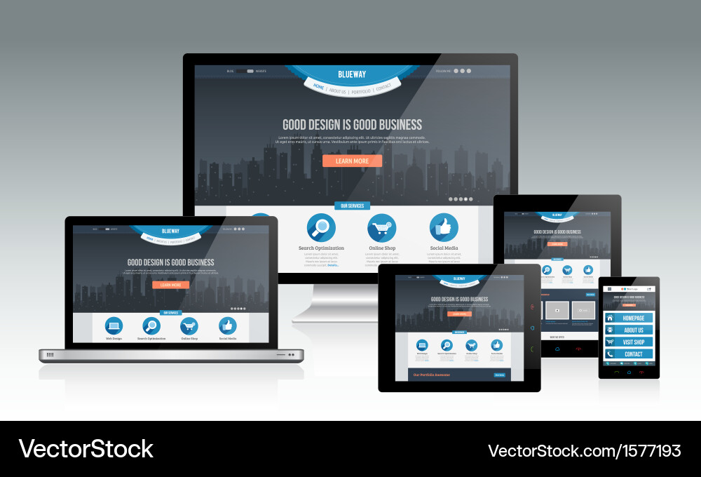 Responsive web mockup Royalty Free Vector Image