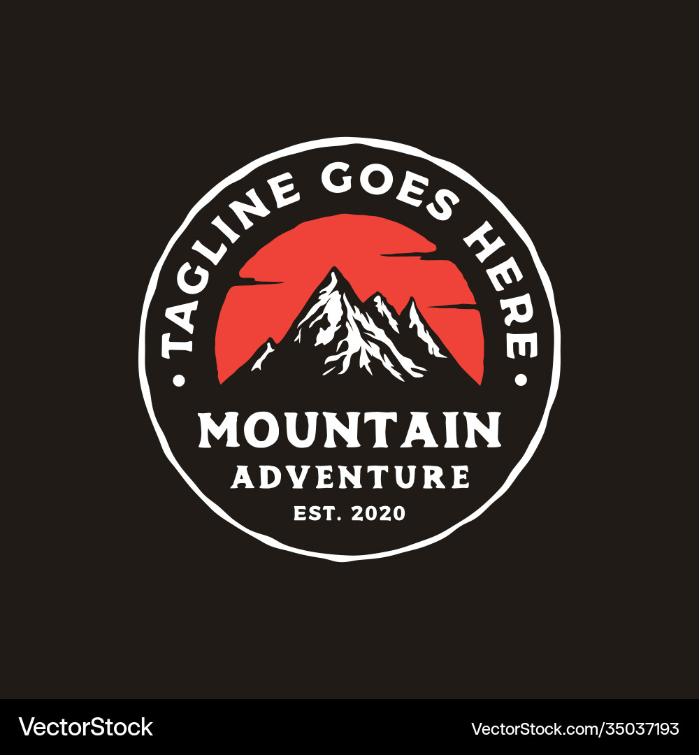 Retro Mountain Adventure Stamp Royalty Free Vector Image