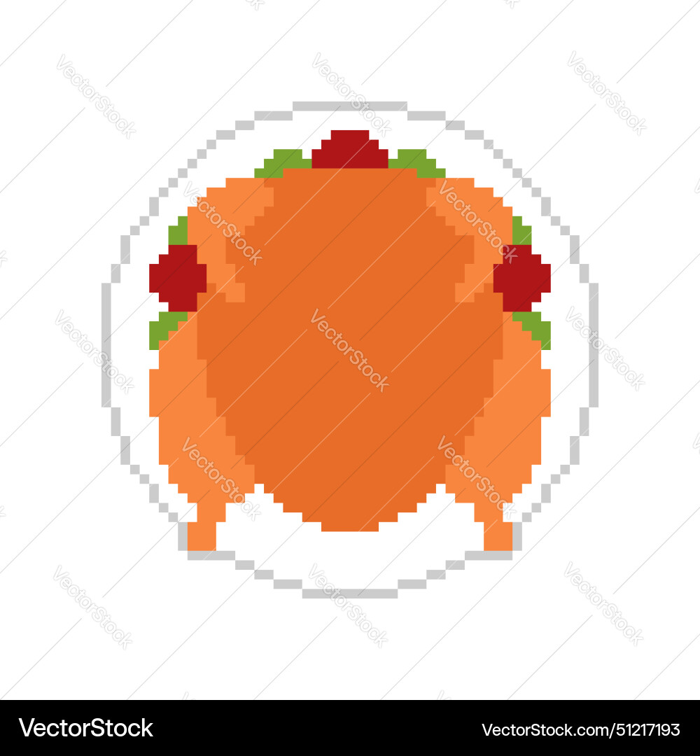 Roasted turkey pixel art pixelated roast Vector Image