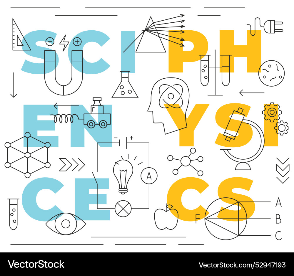Science physics line concept Royalty Free Vector Image