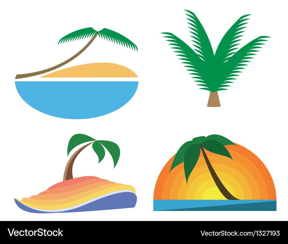 Tropical Palm Tree Icons Royalty Free Vector Image