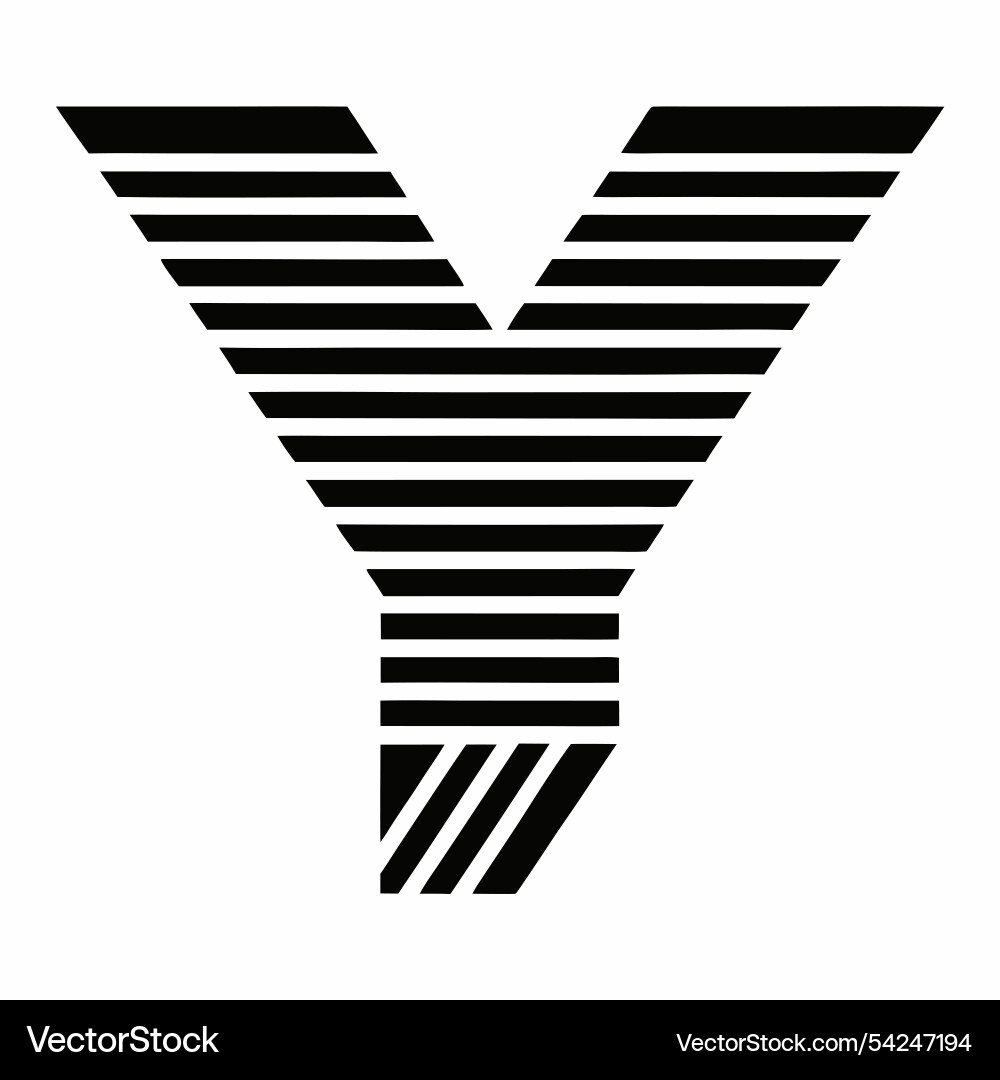 Black abstract letter y icon with horizontal strip