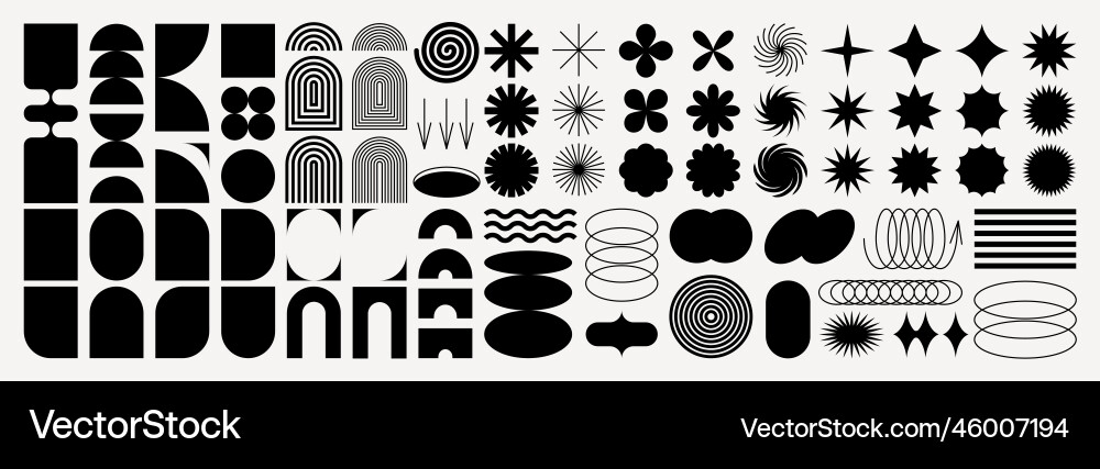 Brutalist abstract geometric shapes and grids Vector Image