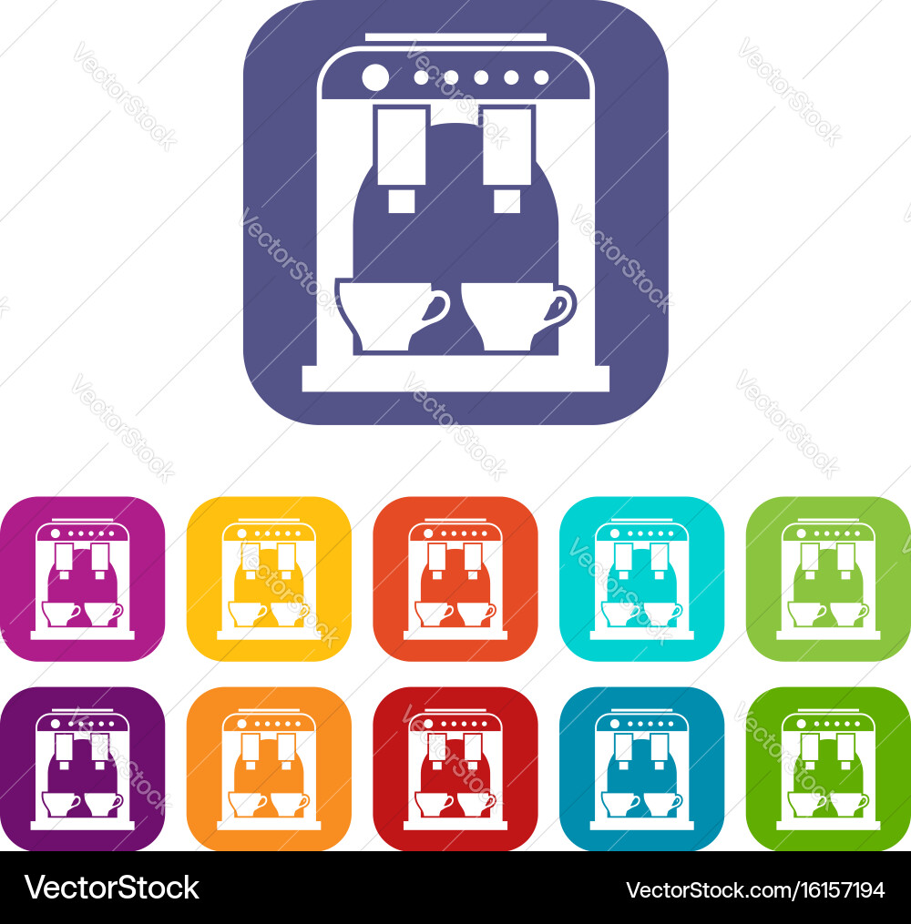 Kaffeemaschine Icons Set Lizenzfreies Vektorbild