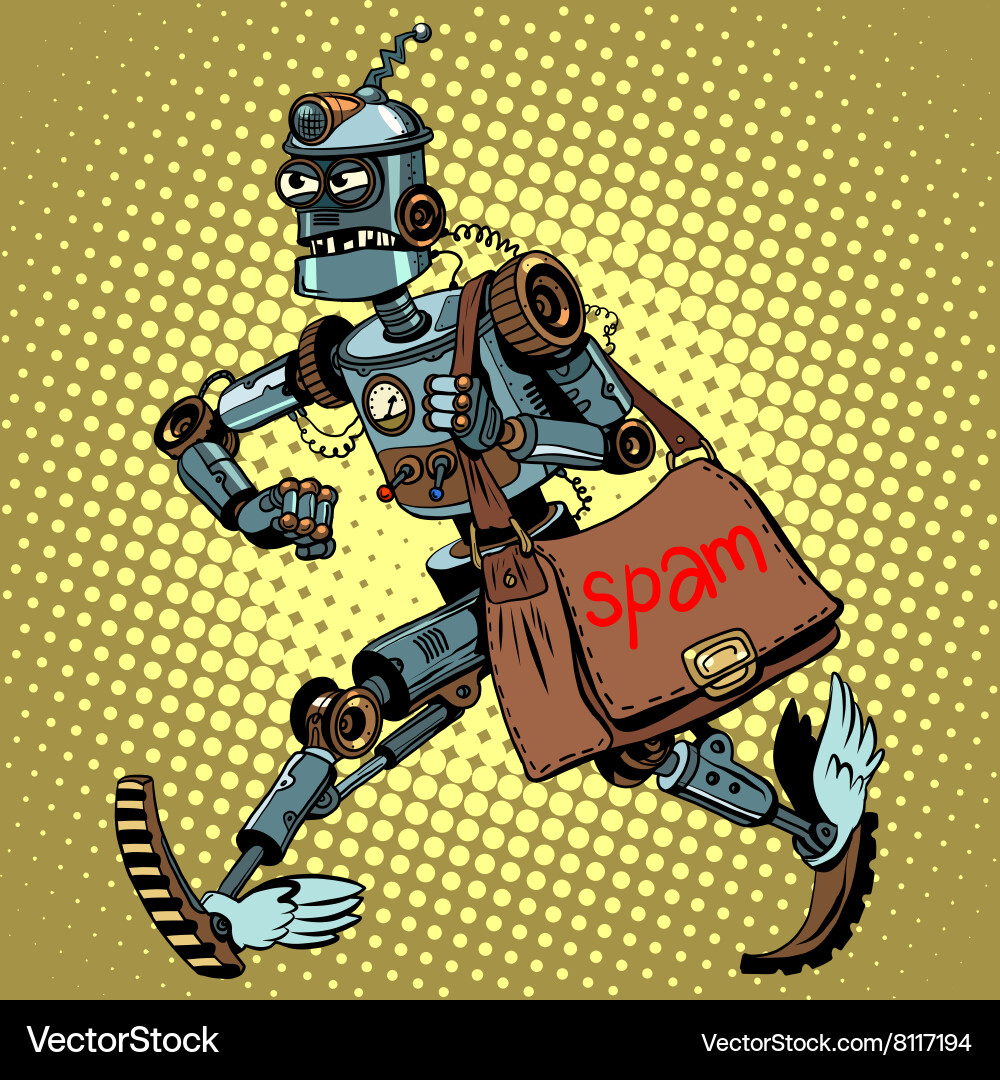 Electronic spam robot postman email Royalty Free Vector