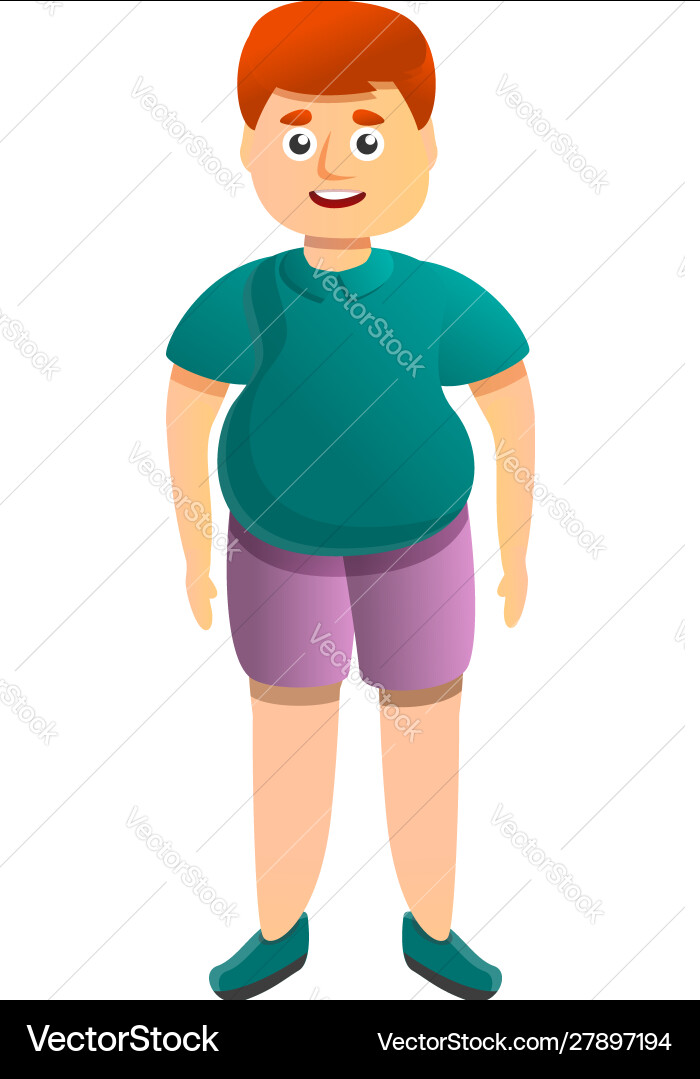 Fat school boy icon cartoon style Royalty Free Vector Image