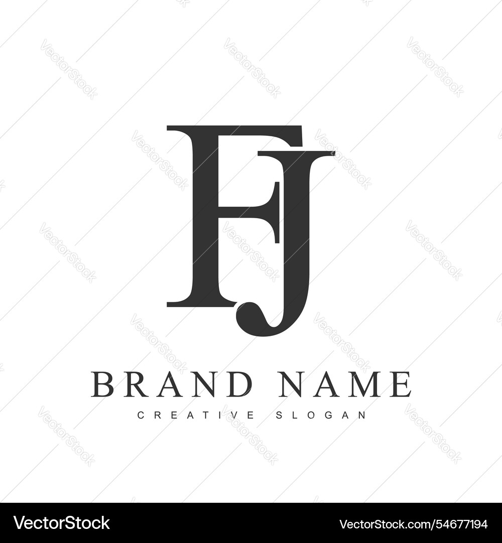 Fj trendy logotype template initial letter f and Vector Image
