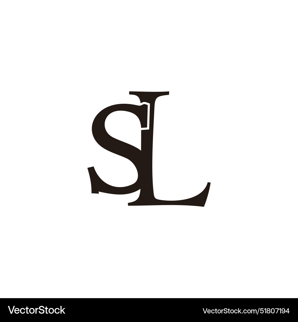 Letter sl simple linked black logo Royalty Free Vector Image