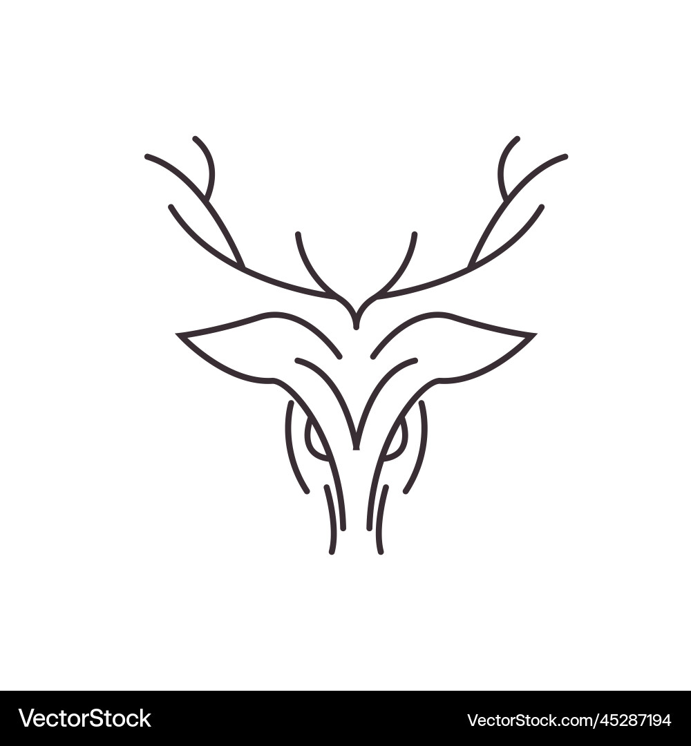 Line art deer horn icon logo Royalty Free Vector Image