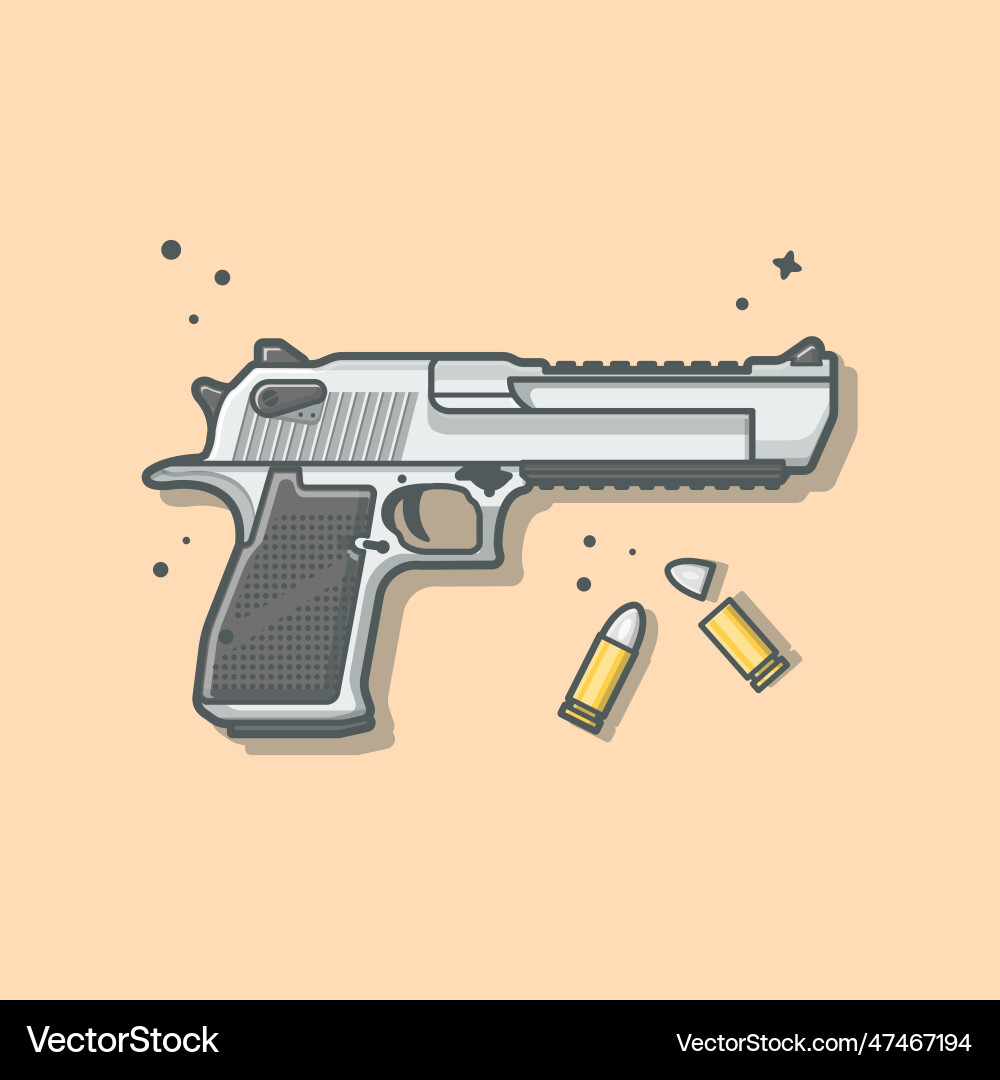 Pistol gun with bullets cartoon Royalty Free Vector Image