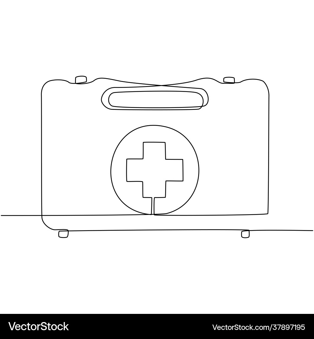 Continuous line drawing medical box Royalty Free Vector