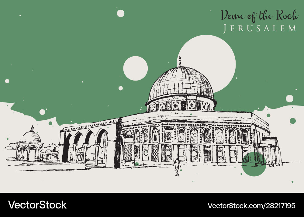 Drawing sketch dome rock Royalty Free Vector Image