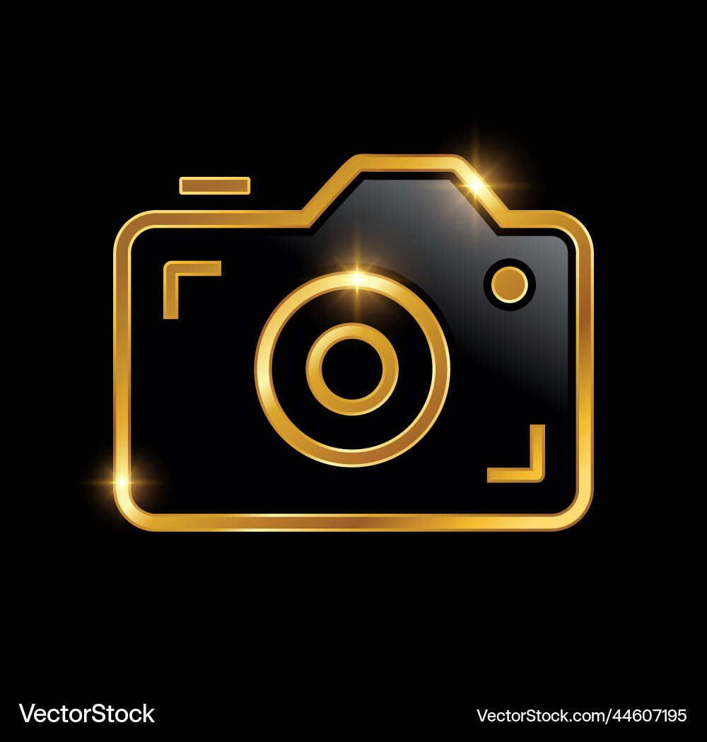 Gold luxury camera icon Royalty Free Vector Image