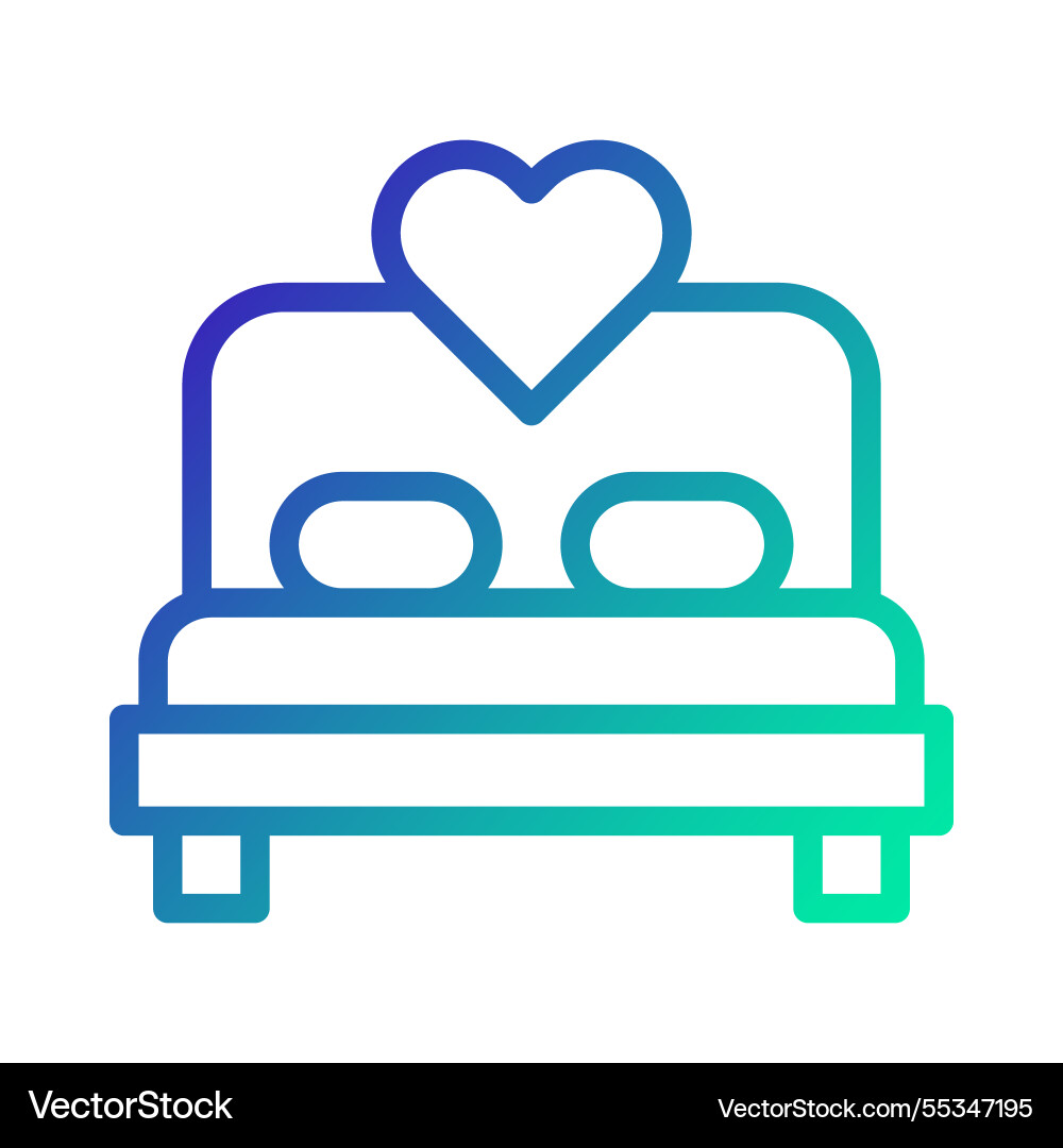 Gradientes Bett mit Herz - Liebe und Komfort Symbol