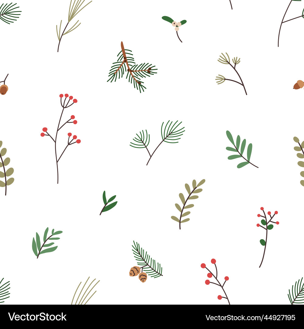 Seamless floral pattern christmas branches Vector Image