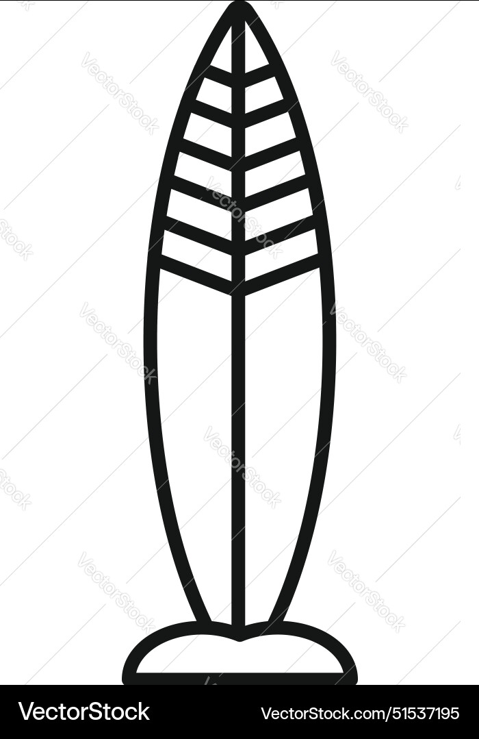 Surfboard standing upright on the sand Royalty Free Vector