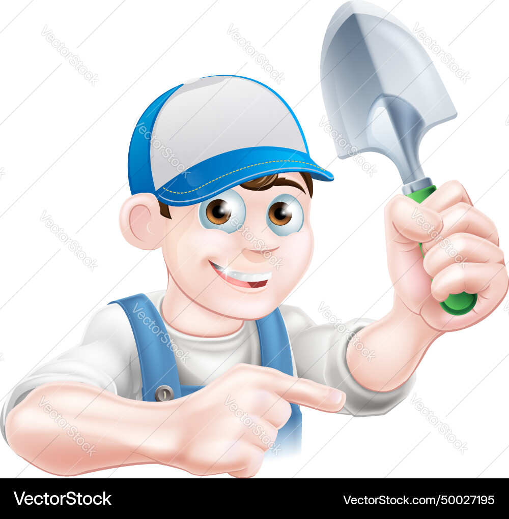 Trowel gardener man Royalty Free Vector Image - VectorStock