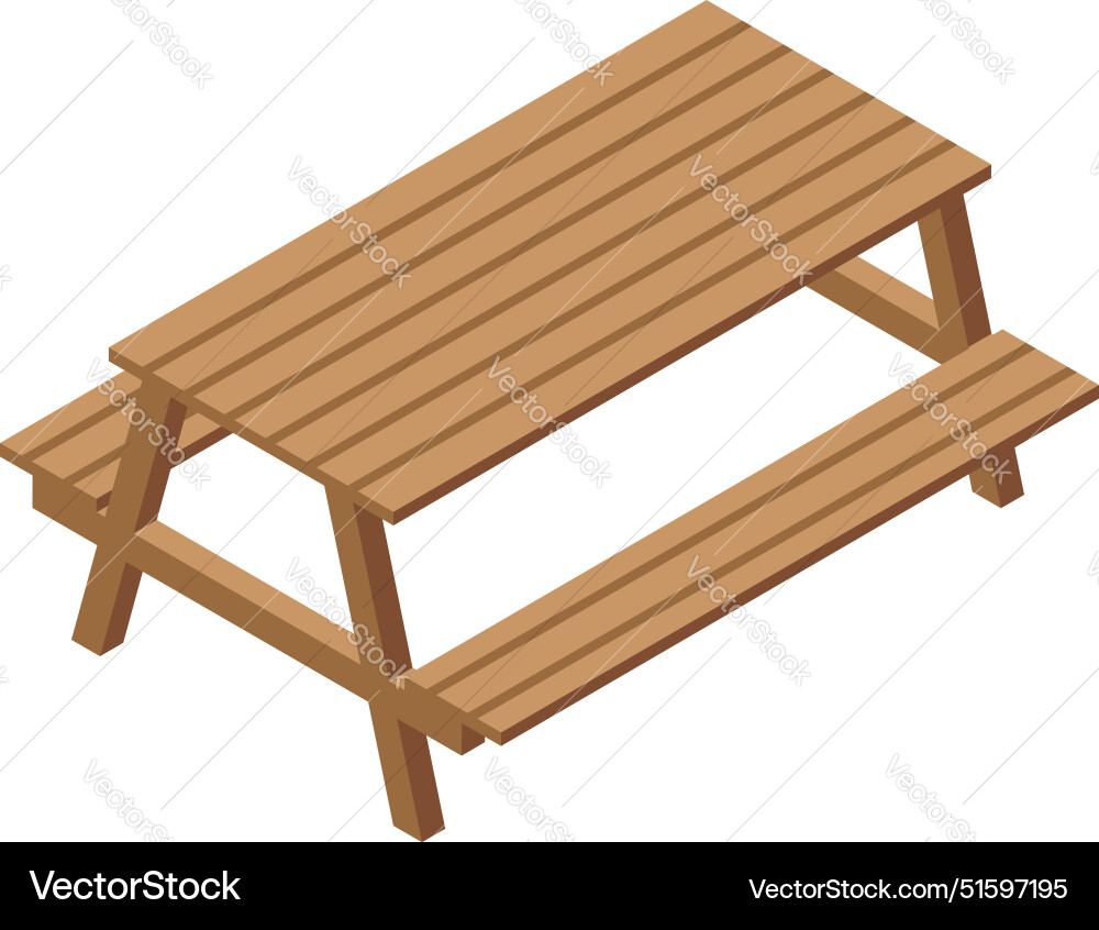 Wooden picnic table isolated on white background Vector Image