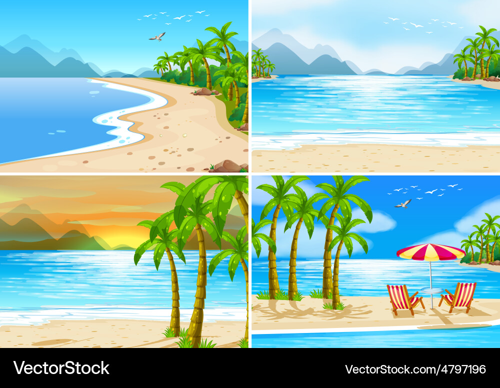 Beach scenes Royalty Free Vector Image - VectorStock