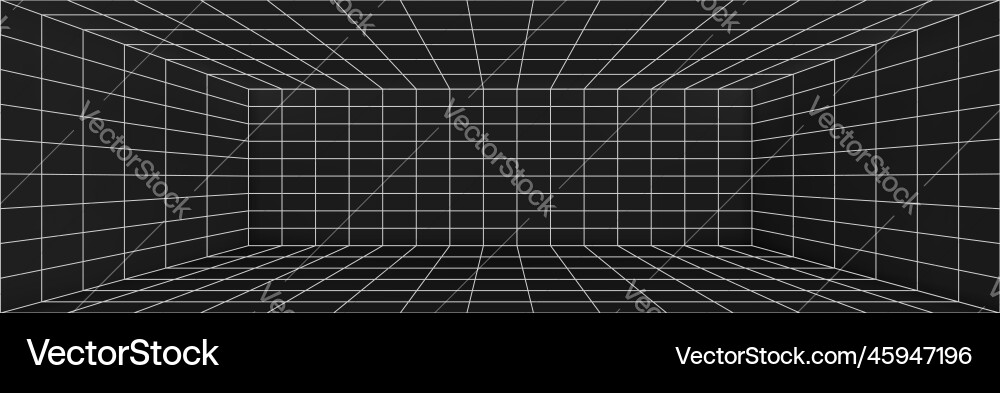 Black Wireframe 3D Room Royalty Free Vector Image