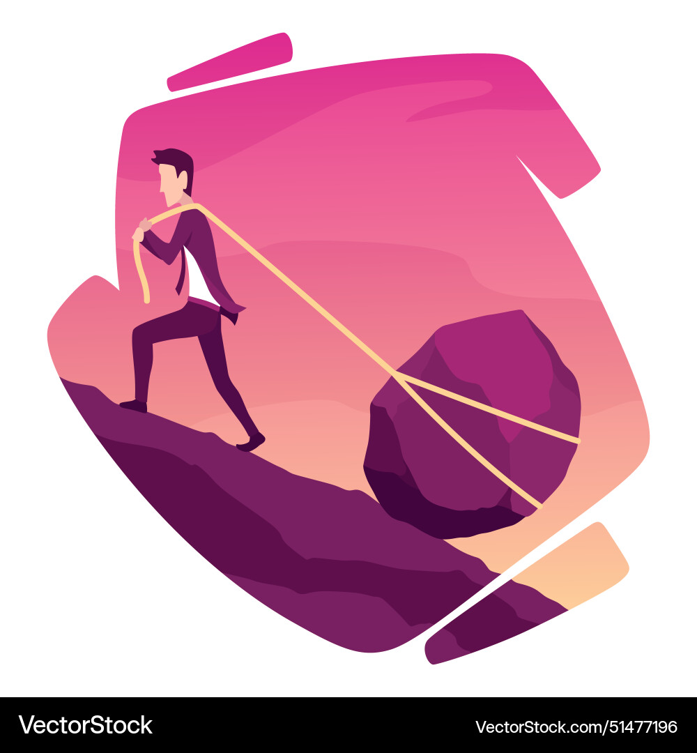 Businessman with boulder Royalty Free Vector Image