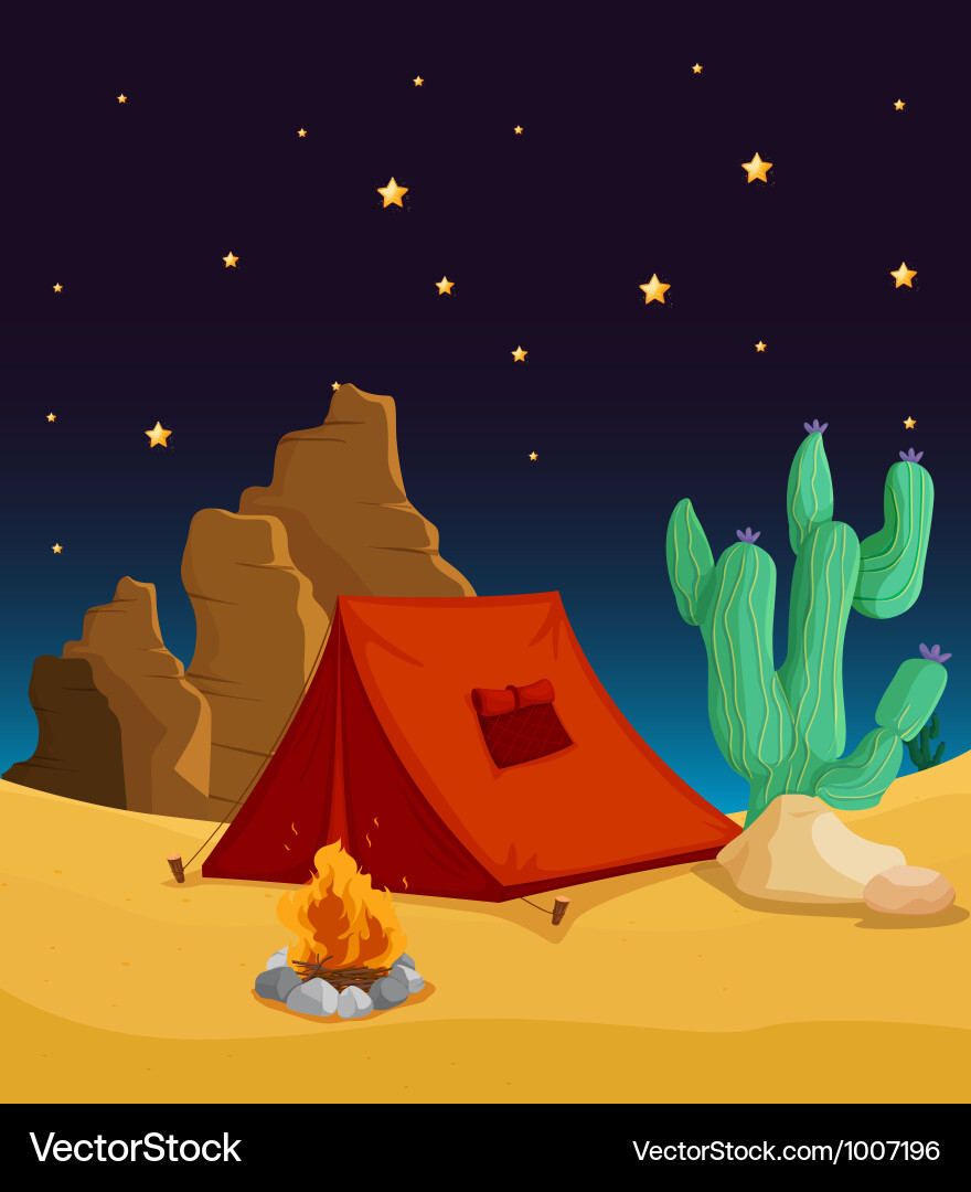 Desert camping Royalty Free Vector Image - VectorStock