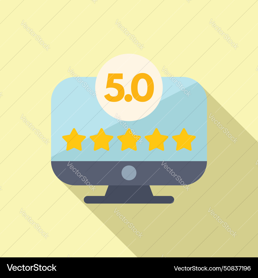 Five star rating online icon flat button Vector Image