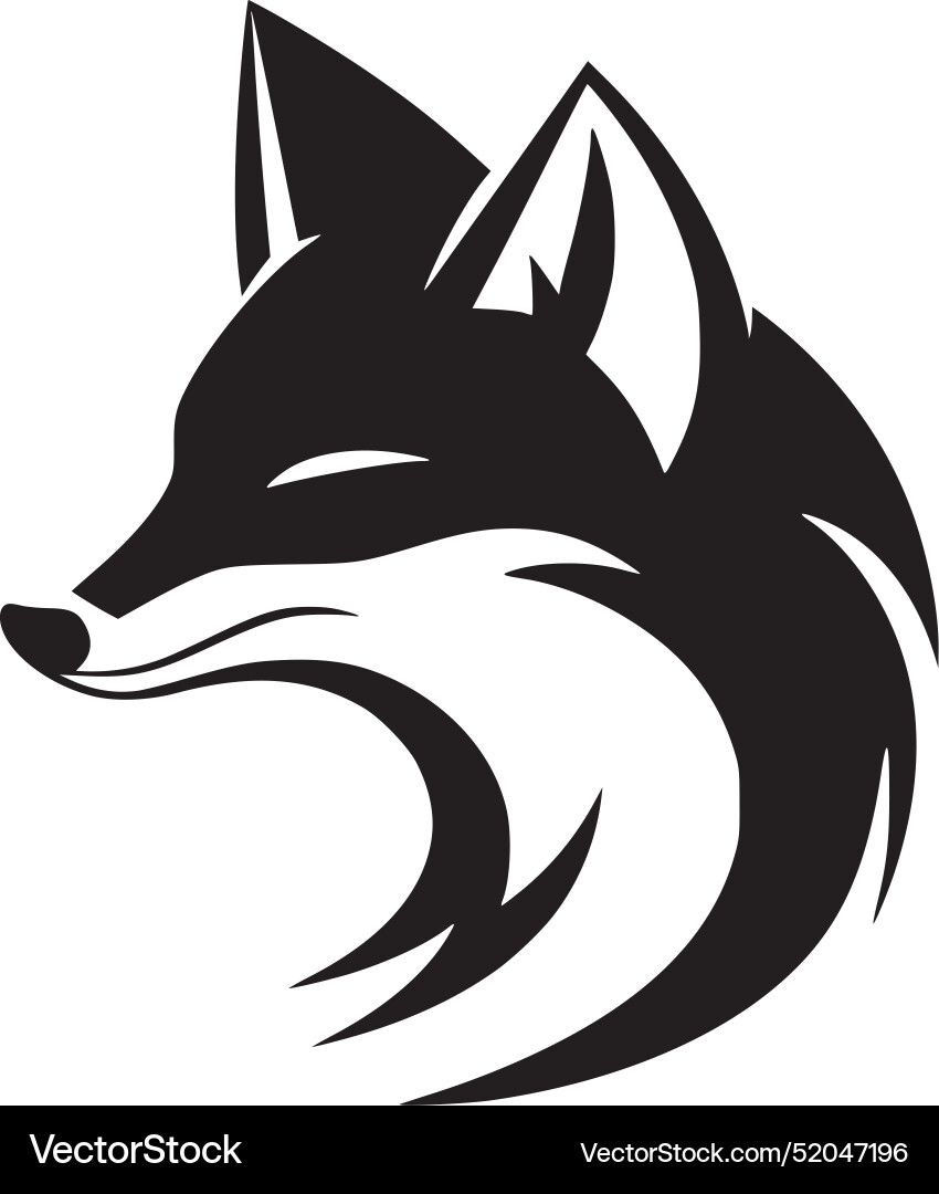 Fox - black and white Royalty Free Vector Image