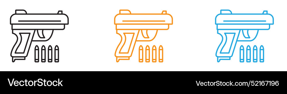 Gun with ammunition icon logo set collection Vector Image