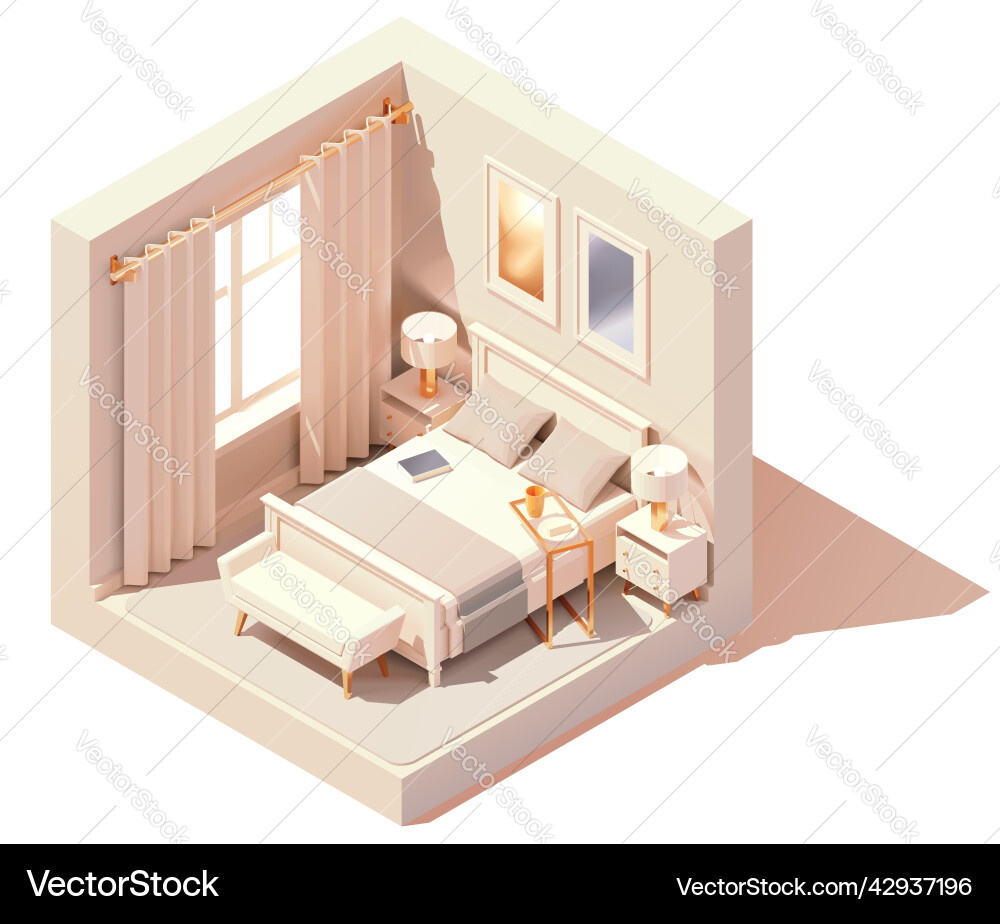 Isometric modern bedroom Royalty Free Vector Image