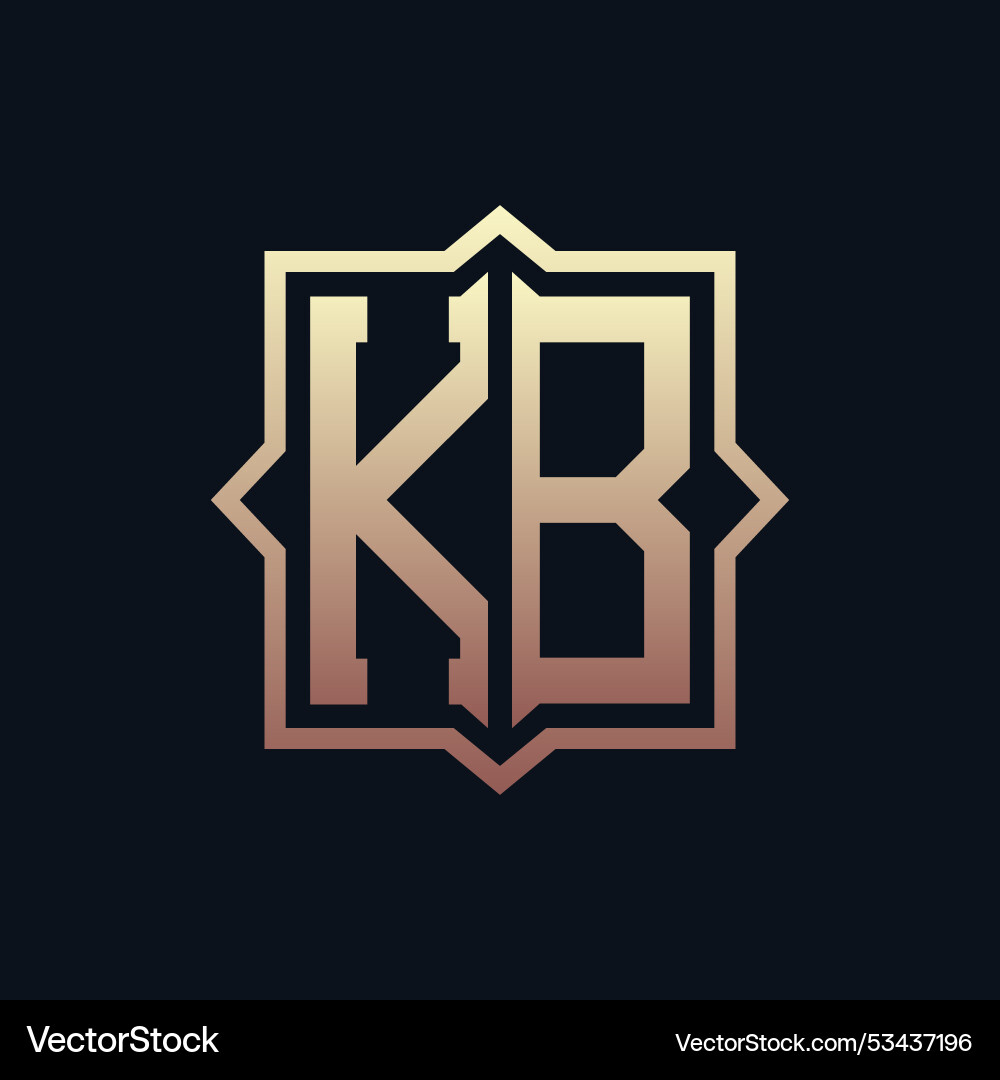 Luxury initial kb monogram logo design elegant Vector Image