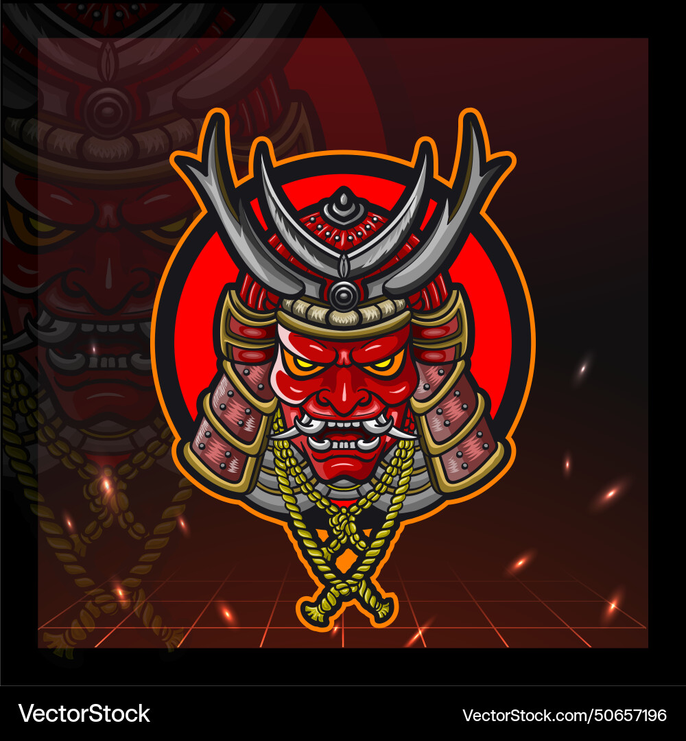 Oni mask mascot esport logo design Royalty Free Vector Image