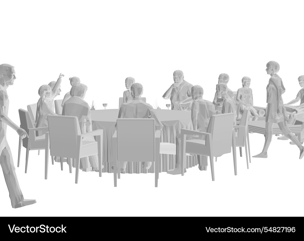 Polygonal model of people sitting in restaurant Vector Image